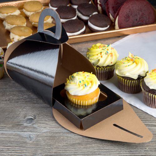 Doulbe Tulip Black Cupcake Boxes - Agreen® Packaging